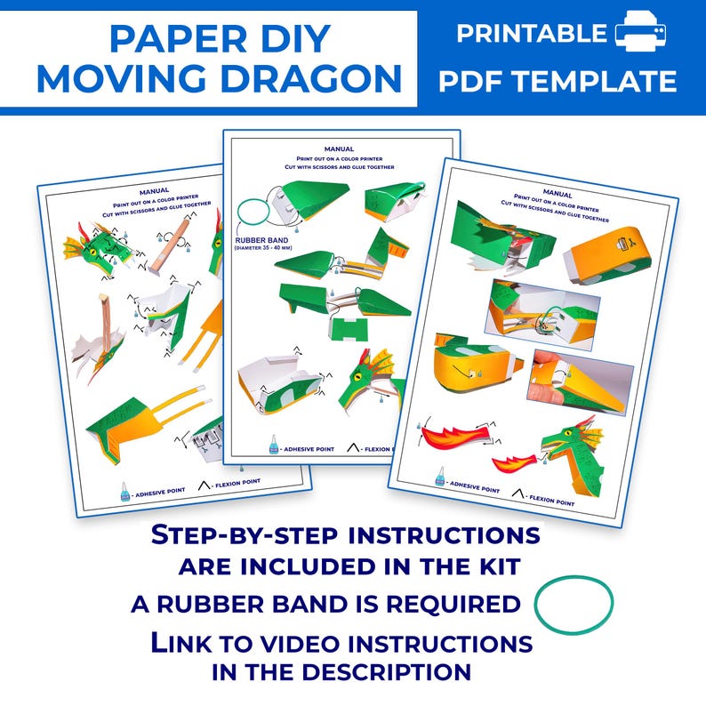 Papercraft Green Dragon Model: DIY Printable Toy (PDF, JPG) - Etsy