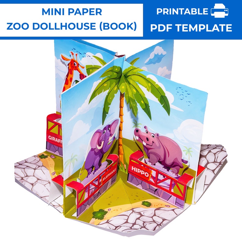 Paper Animals Craft for Kids. Paper Zoo Dollhouse in Book Form. Mini ...