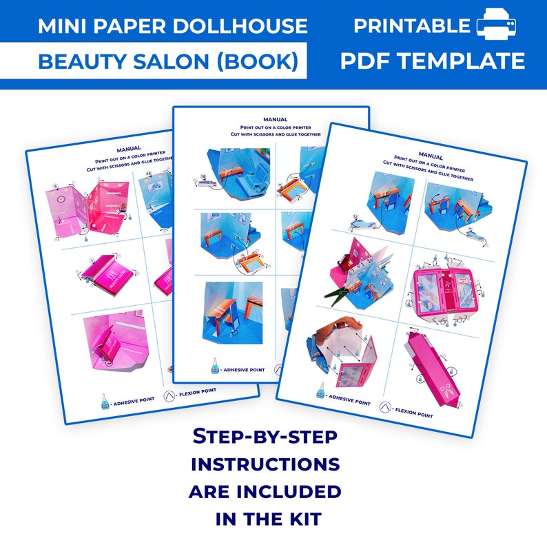 Paper Dollhouse Beauty Salon: Mini Pop-up Book (printable PDF) - Etsy