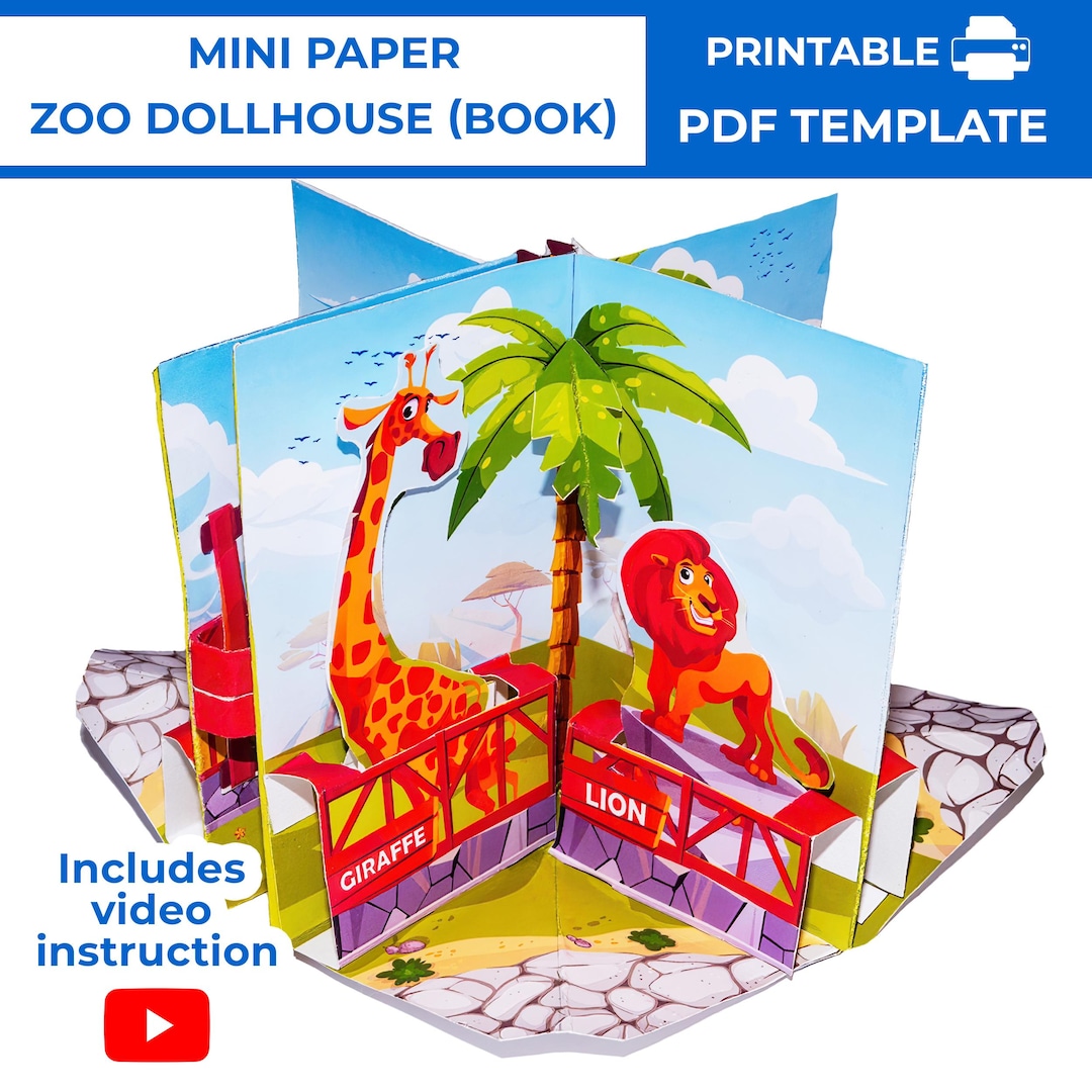 Paper Animals Craft for Kids. Paper Zoo Dollhouse in Book Form. Mini ...