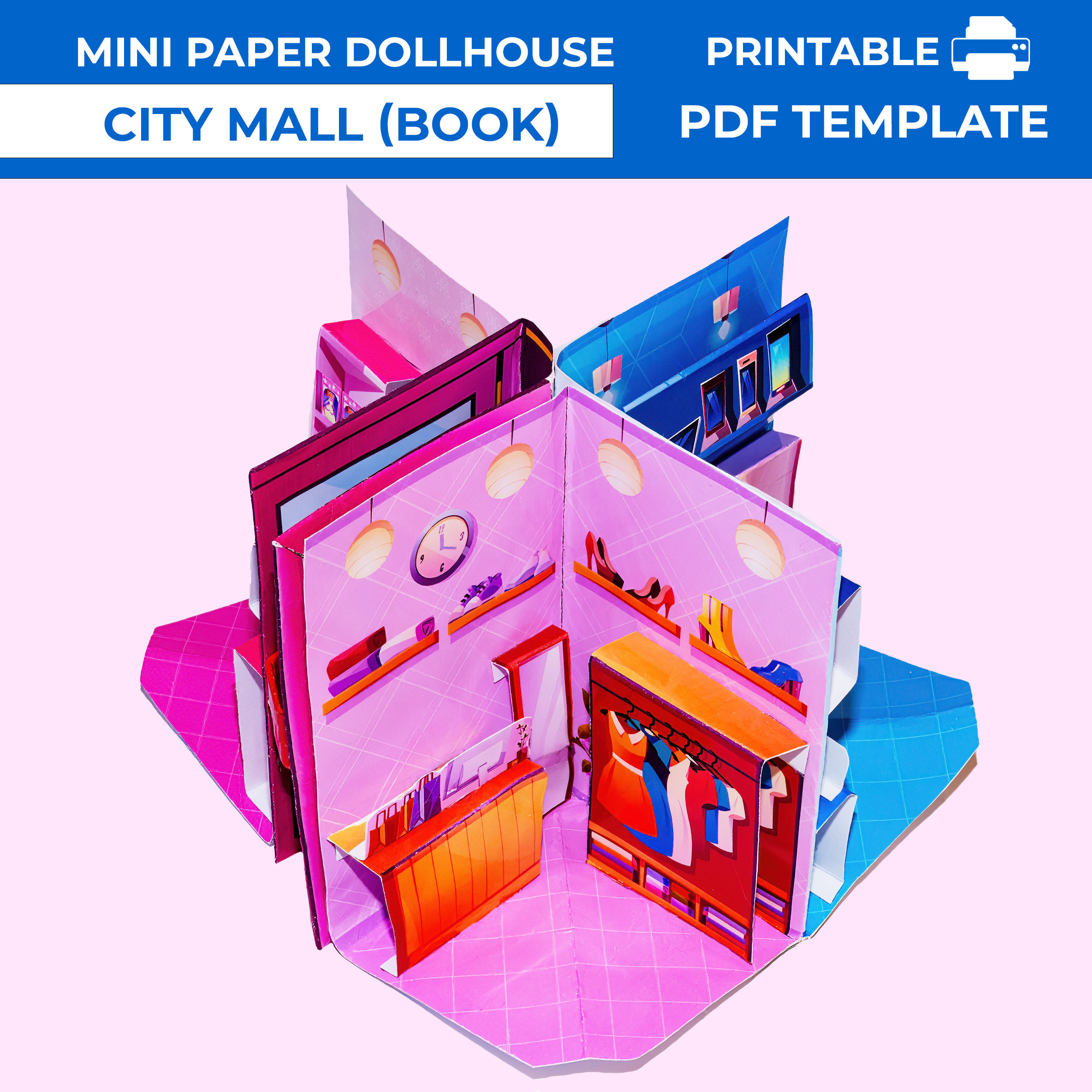 Paper Dollhouse City Mall Book: Mini Pop-up Shop (PDF Pattern) - Etsy