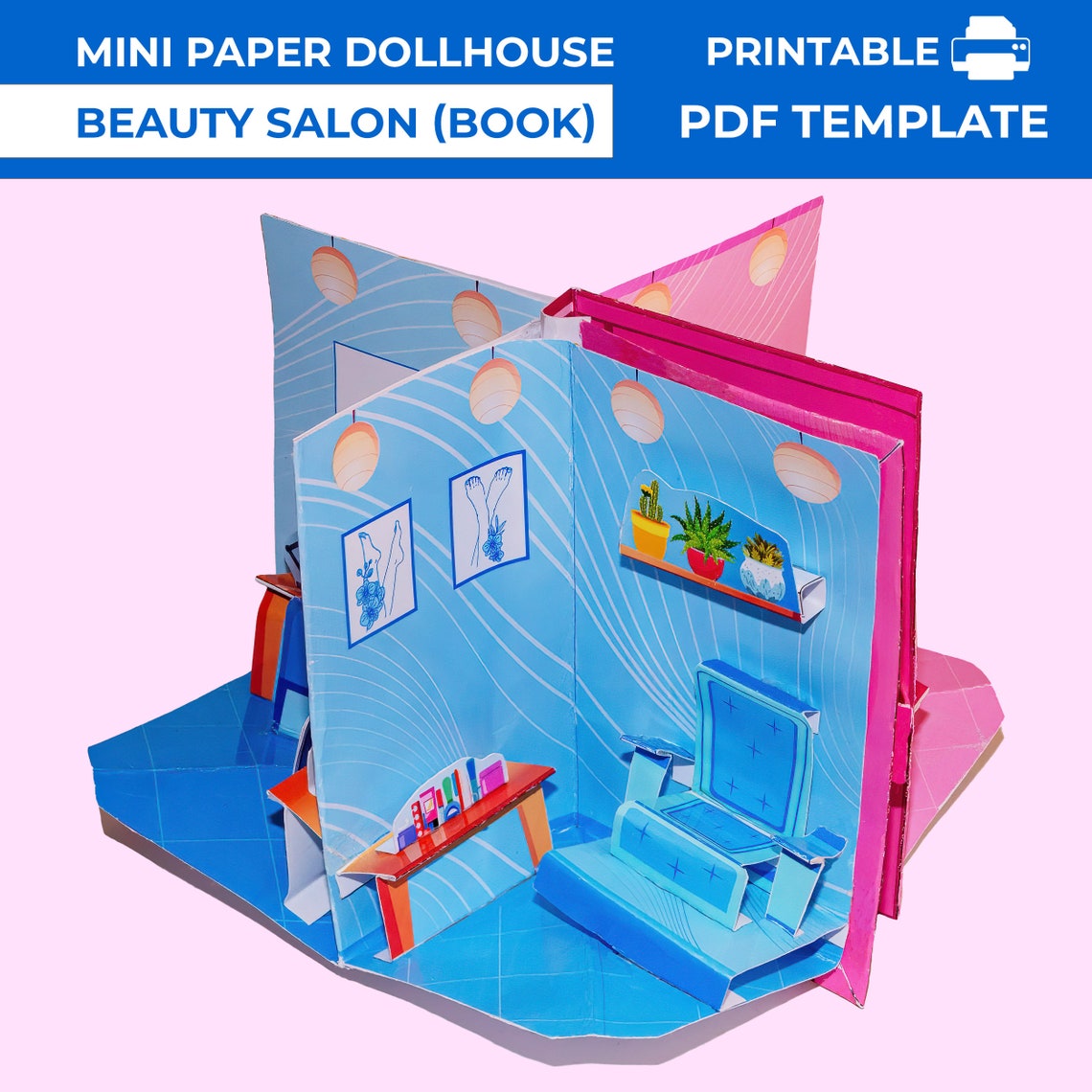 Paper Dollhouse Beauty Salon: Mini Pop-up Book (printable PDF) - Etsy