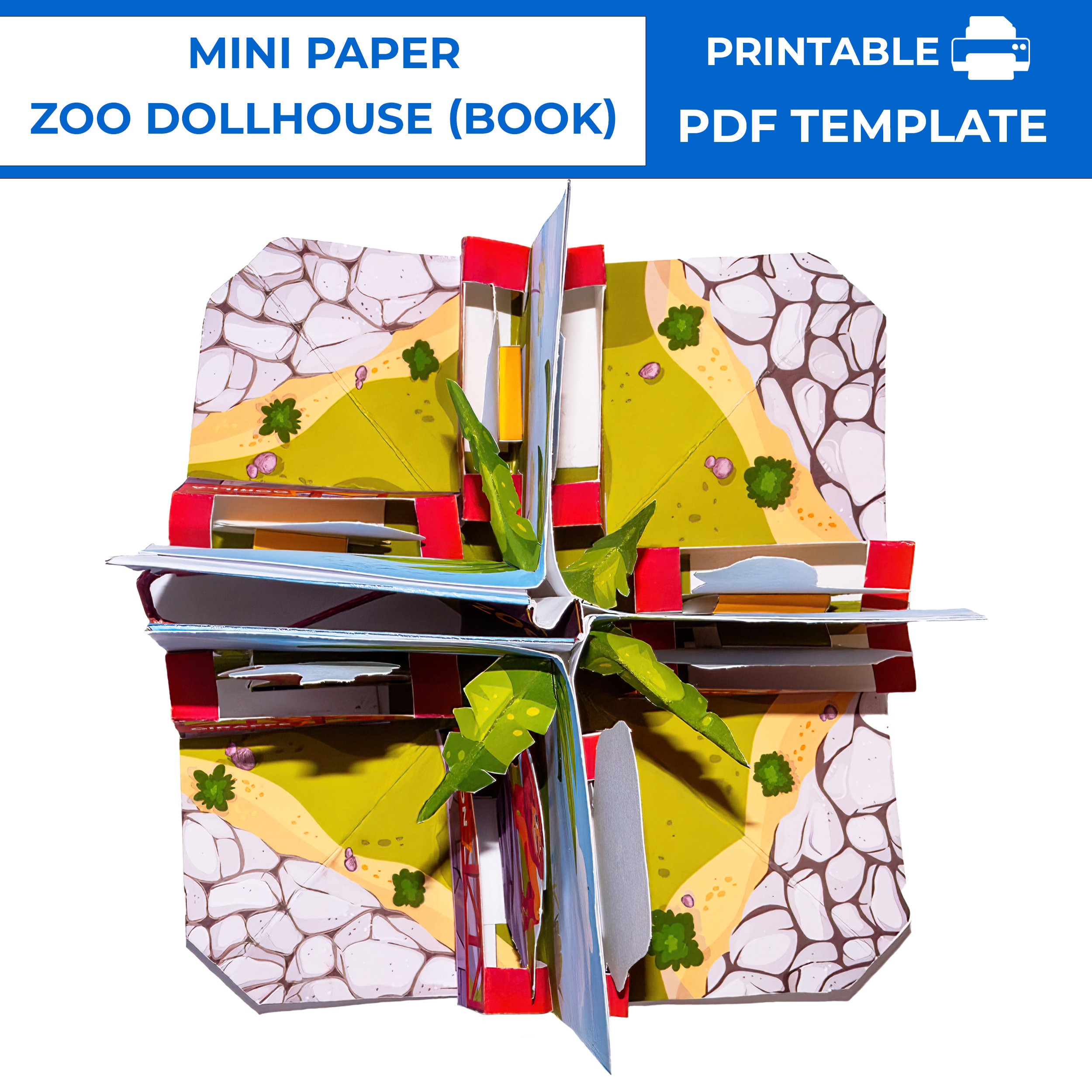Paper Animals Craft for Kids. Paper Zoo Dollhouse in Book Form. Mini ...