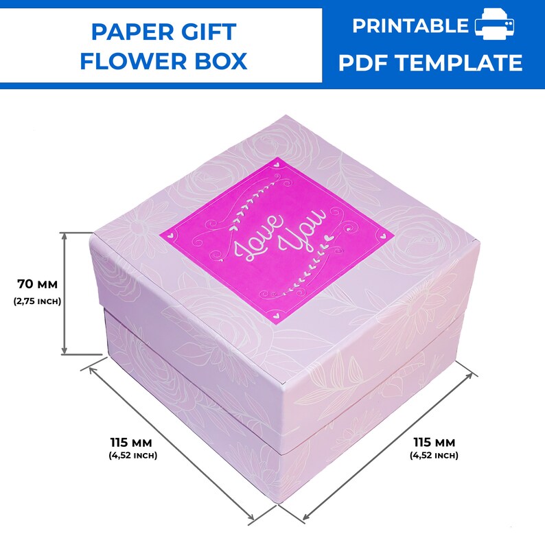 Paper Flower Box Svg Template. Flower Bouquet in a Box DIY. Flower Box ...