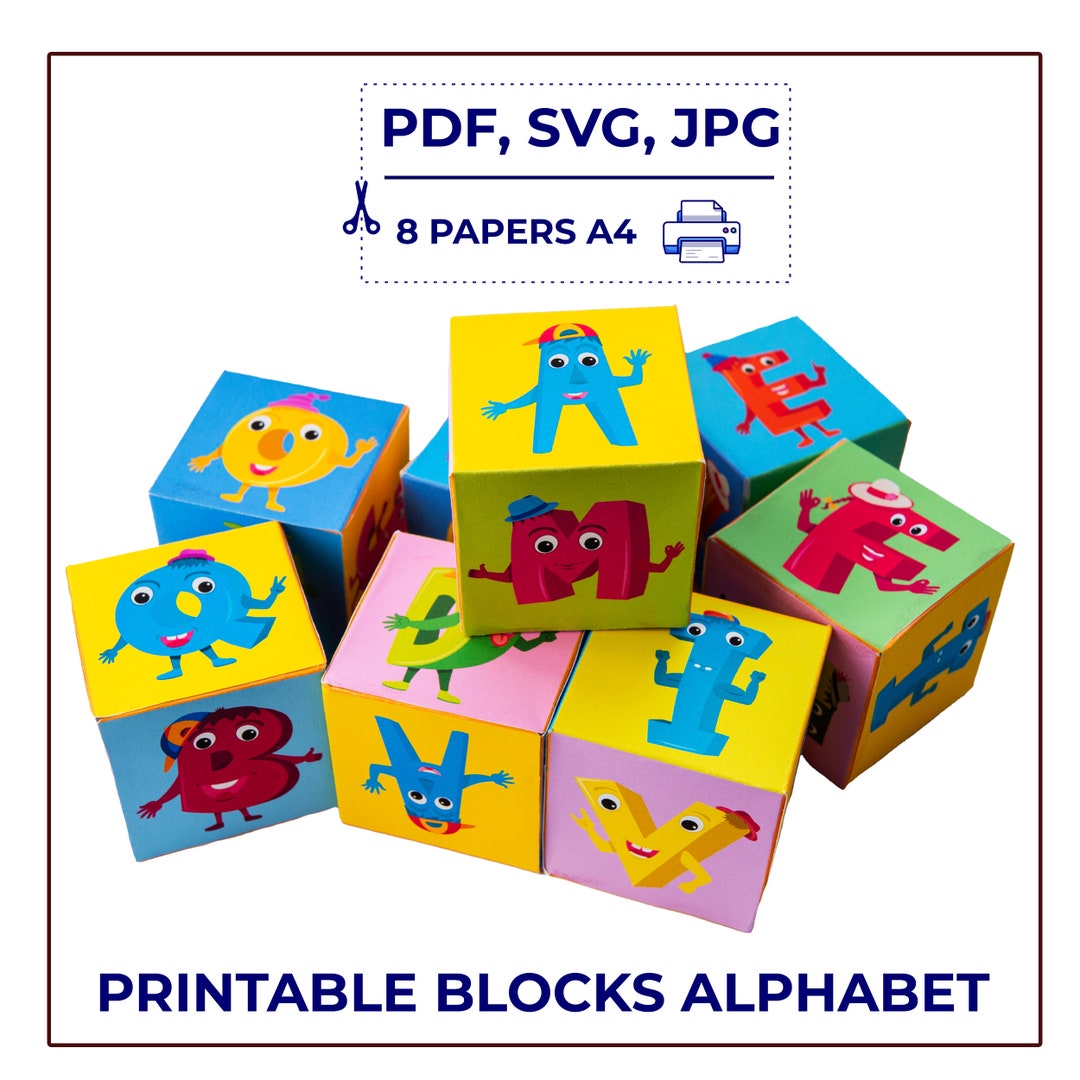 Digital Baby Printable ABC Blocks Alphabet. DIY Baby Blocks. Funny ...
