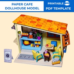 Printable Craft for Kid 3D Paper Cafe for Paper Doll. Gift for Kids ...