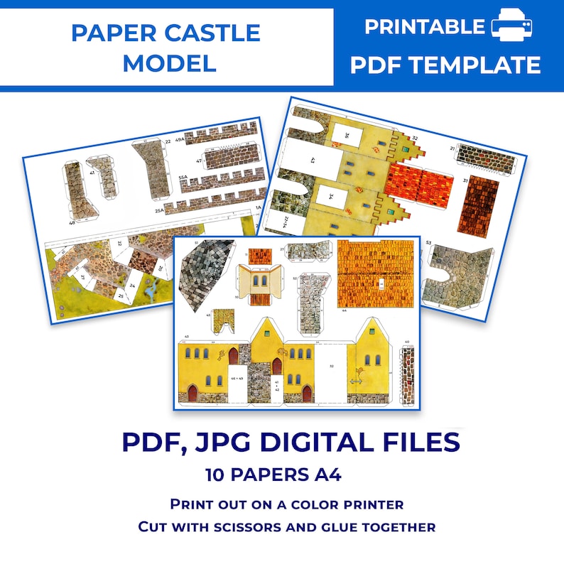 Paper German Castle Model: DIY Printable Papercraft (PDF) - Etsy