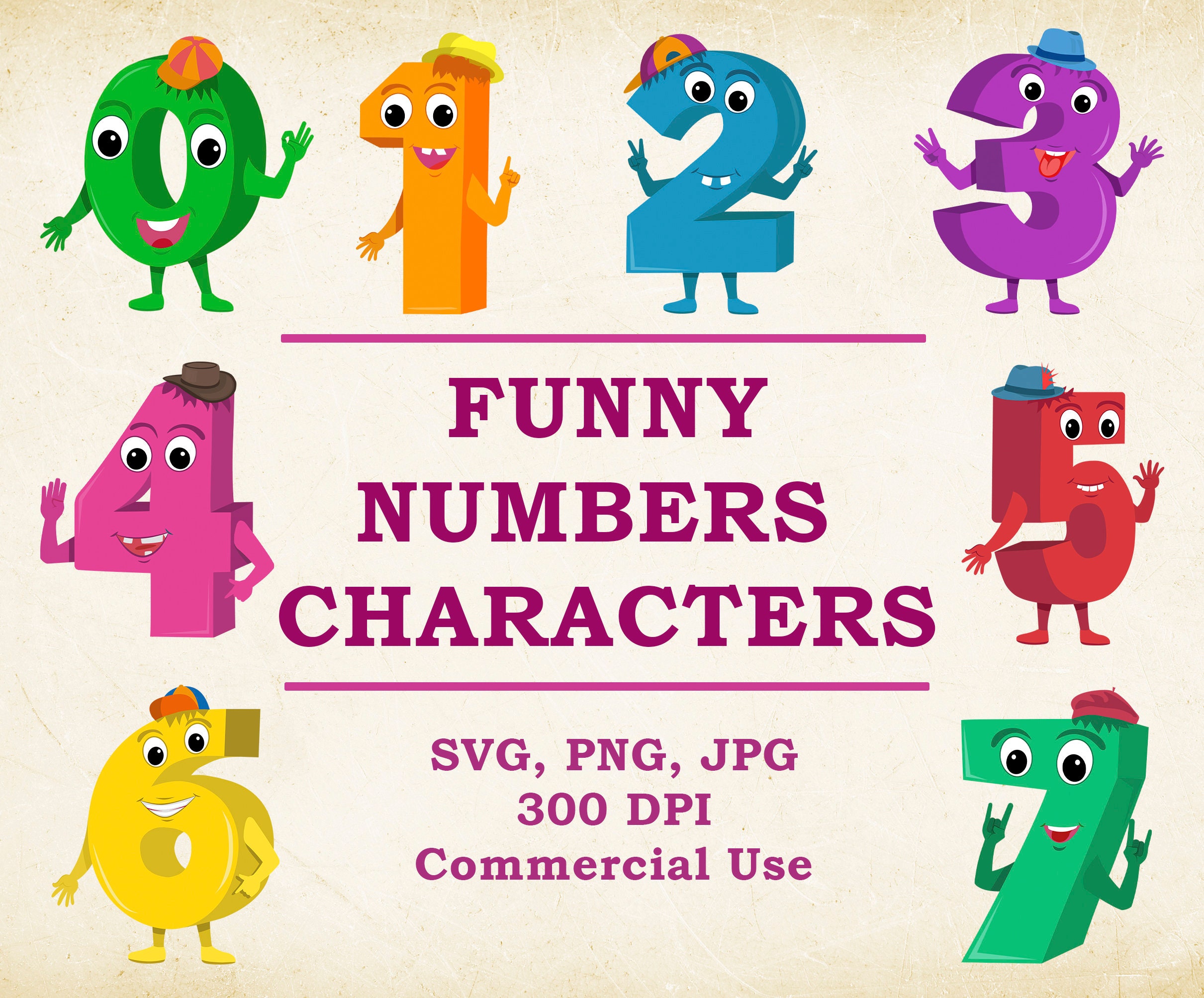 Funny Numbers Characters. (10 X Files SVG, JPG, Png Transparent ...