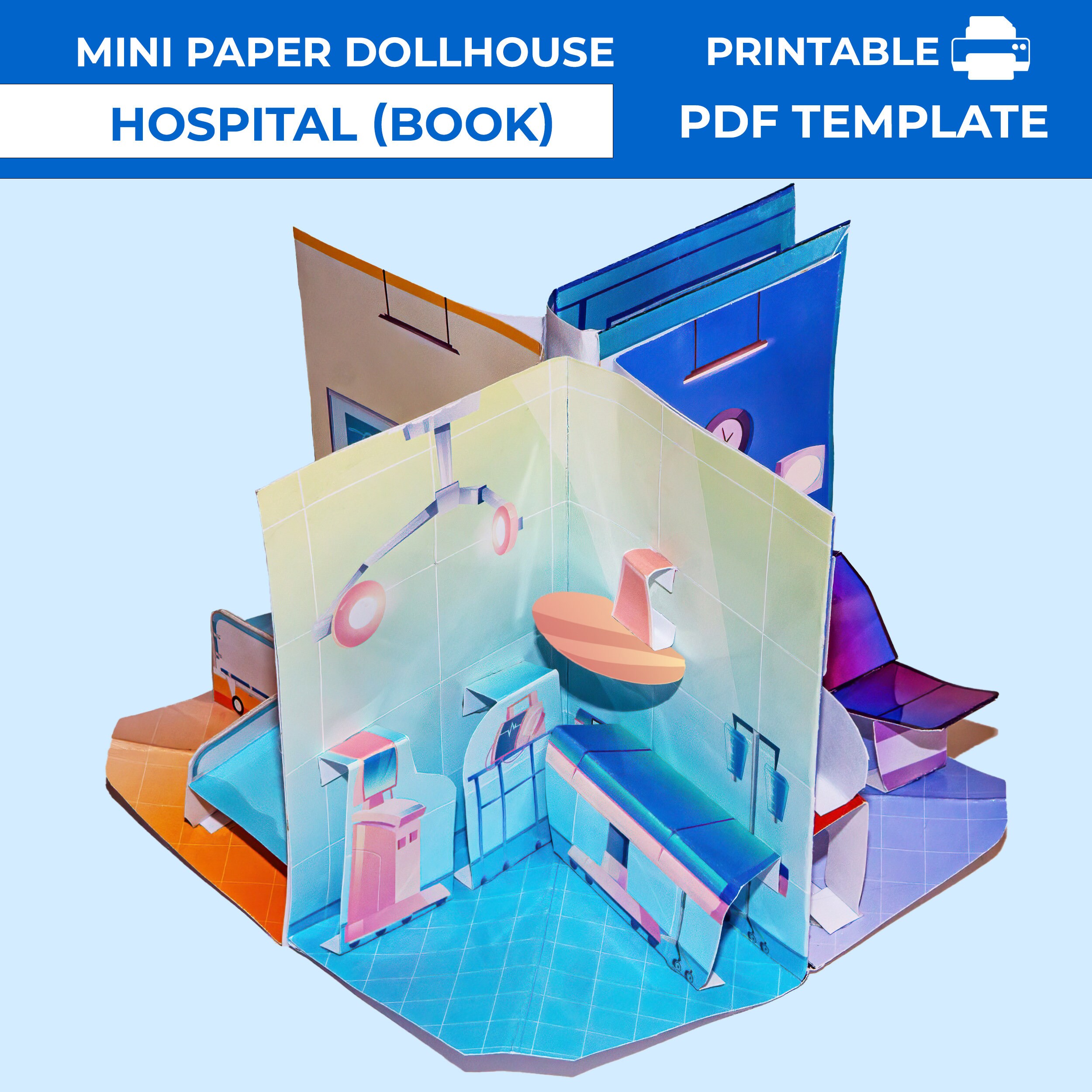 Paper Dollhouse Hospital: Mini Pop-up Book, Printable Clinic (PDF) - Etsy