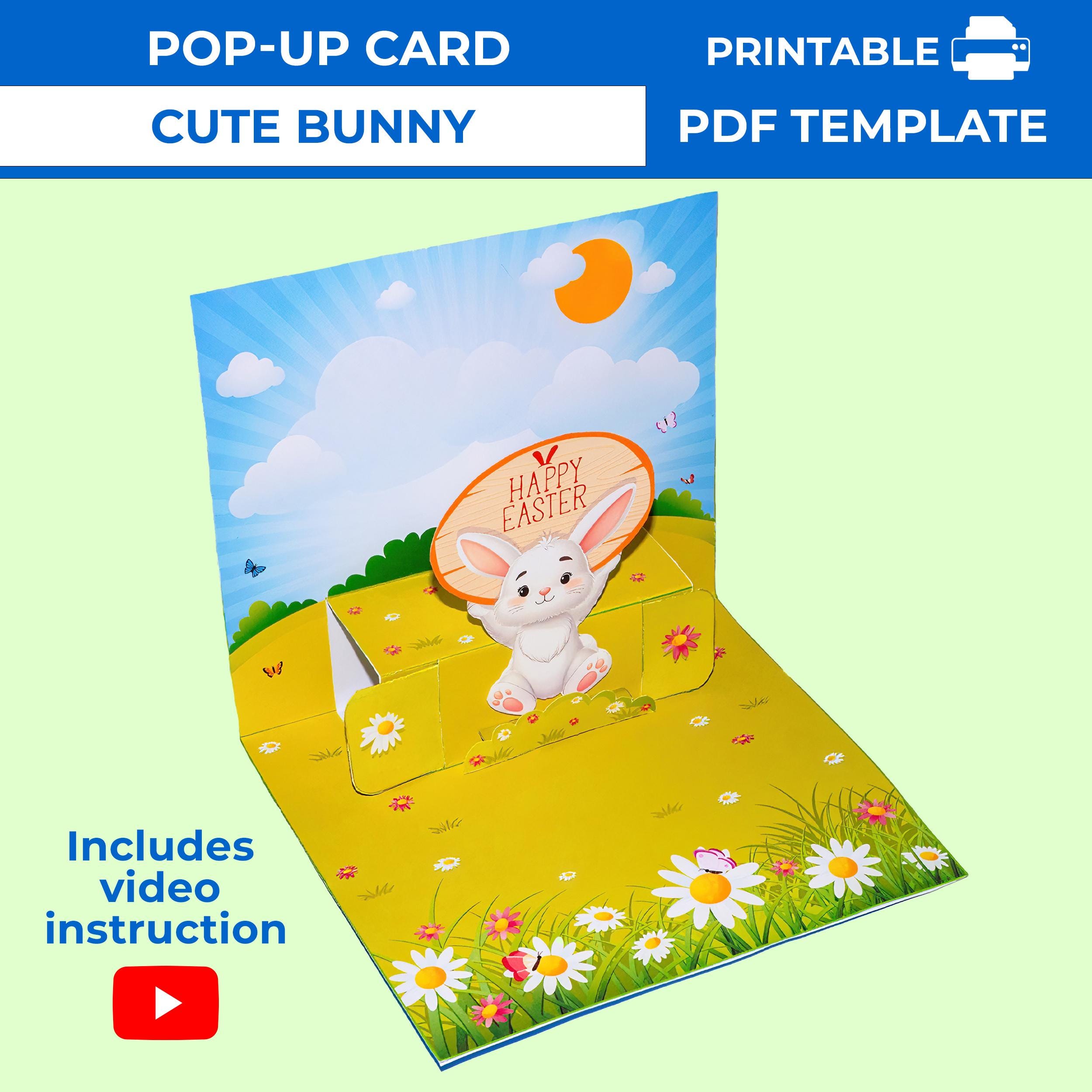 Easter Bunny Pop-up Card: DIY Paper Craft PDF Template - Etsy