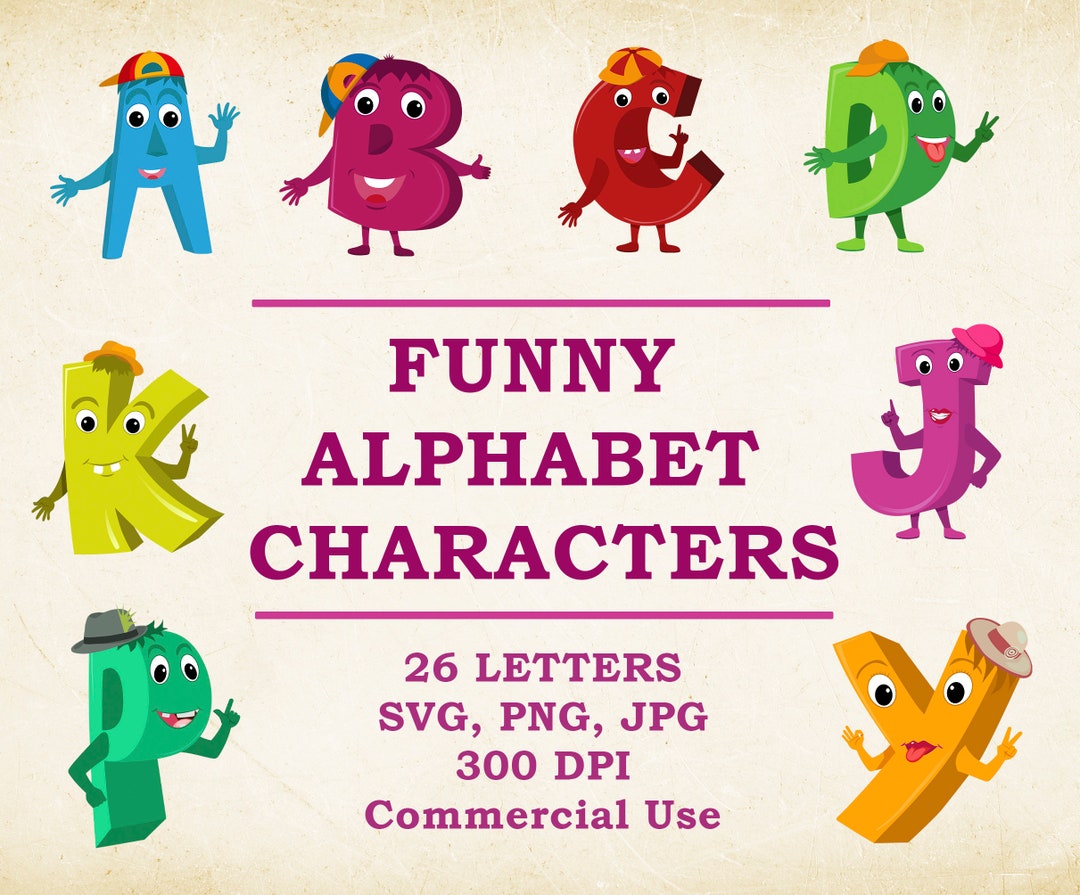 Funny Alphabet Characters. (26xfiles SVG, JPG, Png Transparent ...