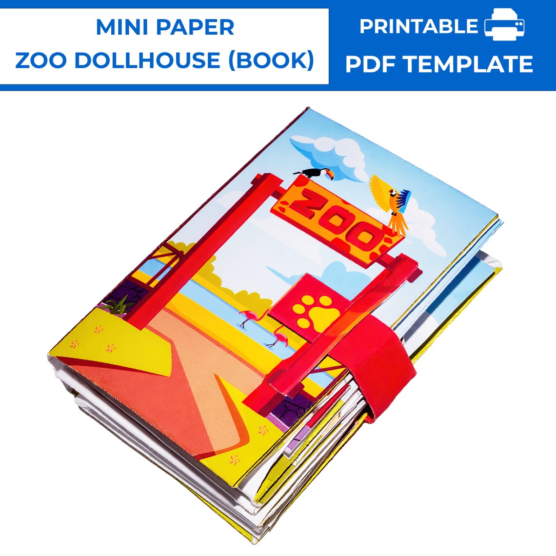Paper Animals Craft for Kids. Paper Zoo Dollhouse in Book Form. Mini ...