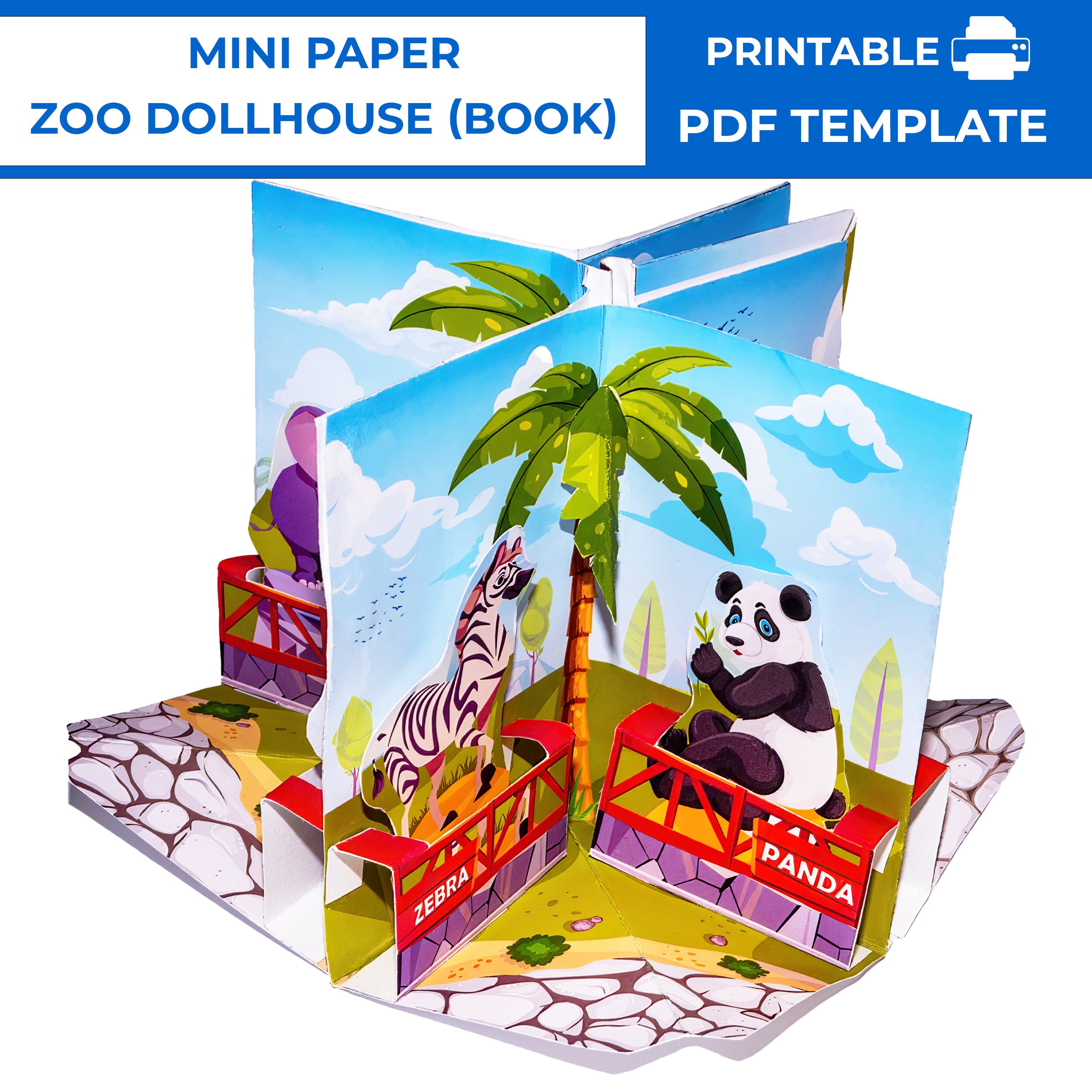 Paper Animals Craft for Kids. Paper Zoo Dollhouse in Book Form. Mini ...