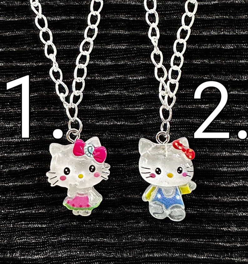 Kawaii Pink Hello Kitty Necklace Cat Star-chain Cartoon Bows Perfect ...