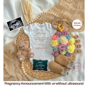 Spring Pregnancy Announcement Template, Editable Baby Announcement ...