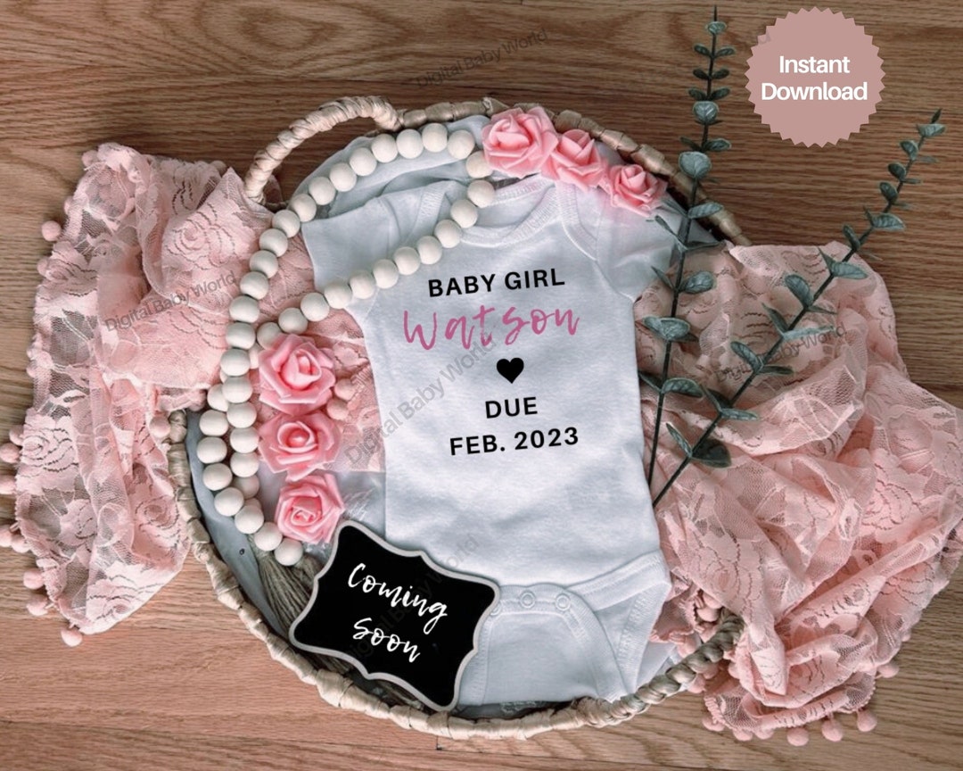 Baby Girl Digital Pregnancy Announcement, It's a Girl Gender Reveal ...