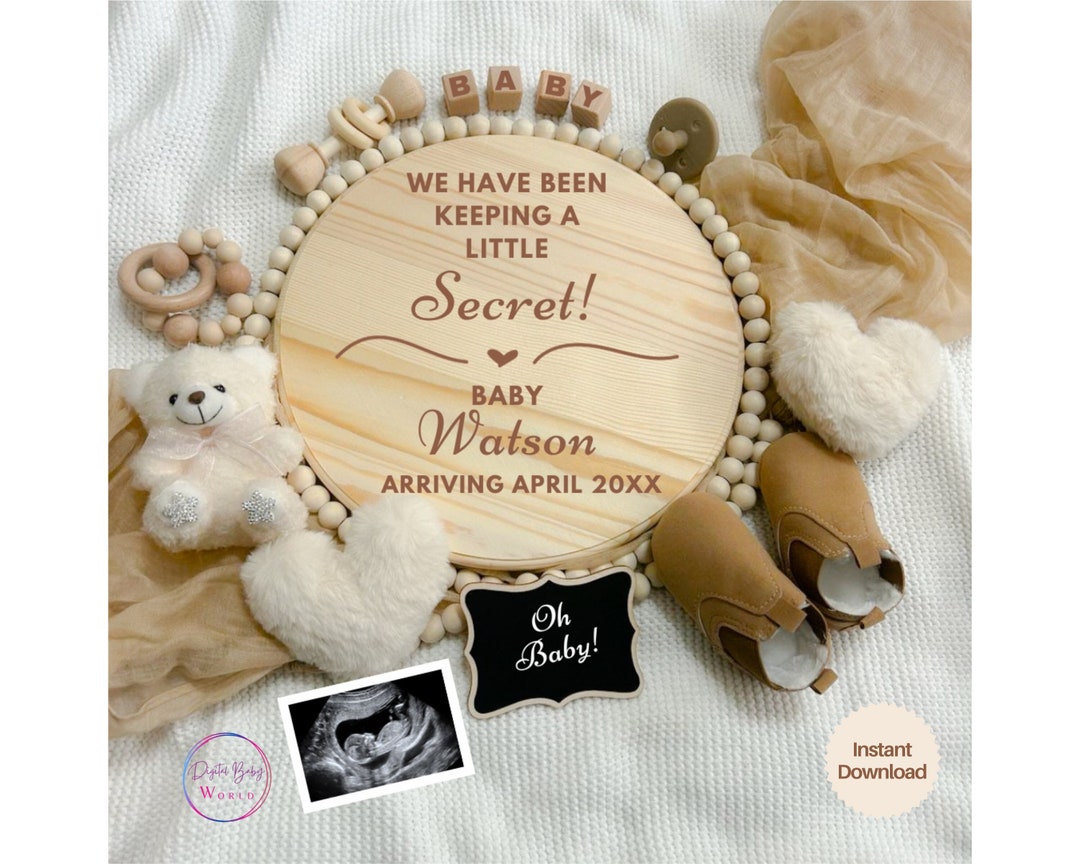 Secret Pregnancy Announcement Digital, Custom Baby Announcement Card ...