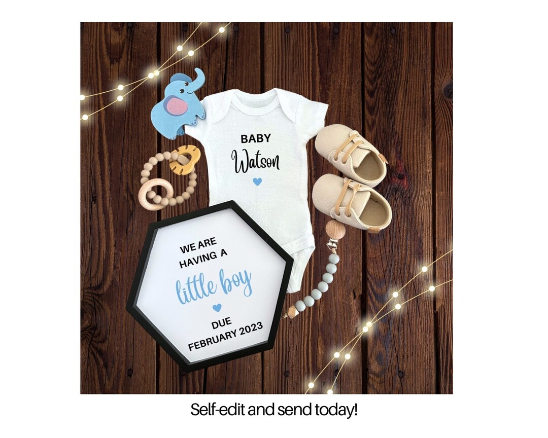 Baby Boy Digital Pregnancy Announcement | It's a Boy Gender Reveal Baby ...