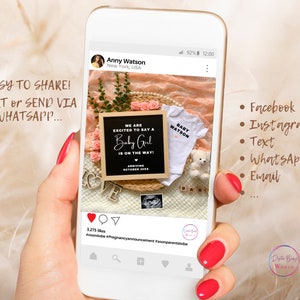 Girl Pregnancy Announcement Digital Baby Announcement Girl Gender ...