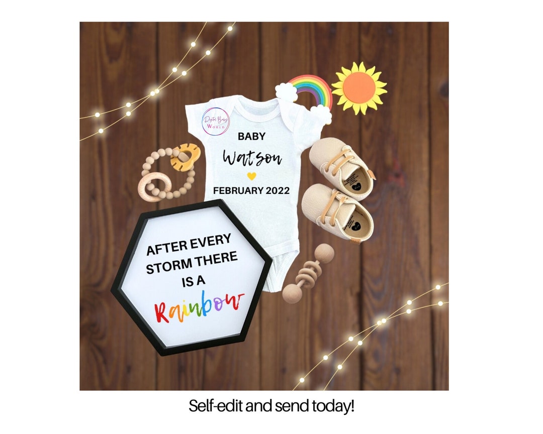 Rainbow Baby Announcement Digital, Pregnancy Announcement Digital ...