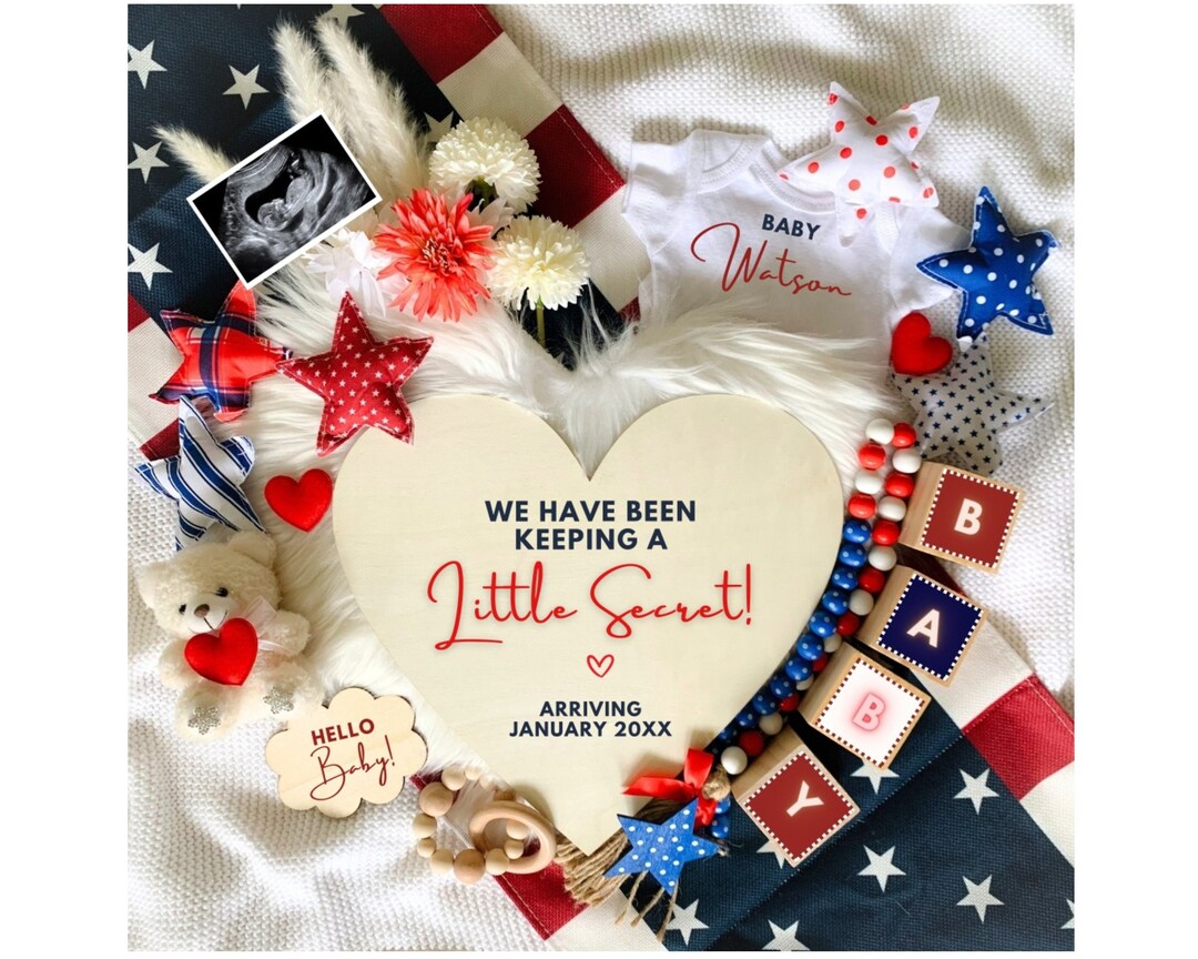 Patriotic Baby Announcement Digital, 4th of July Pregnancy Announcement ...