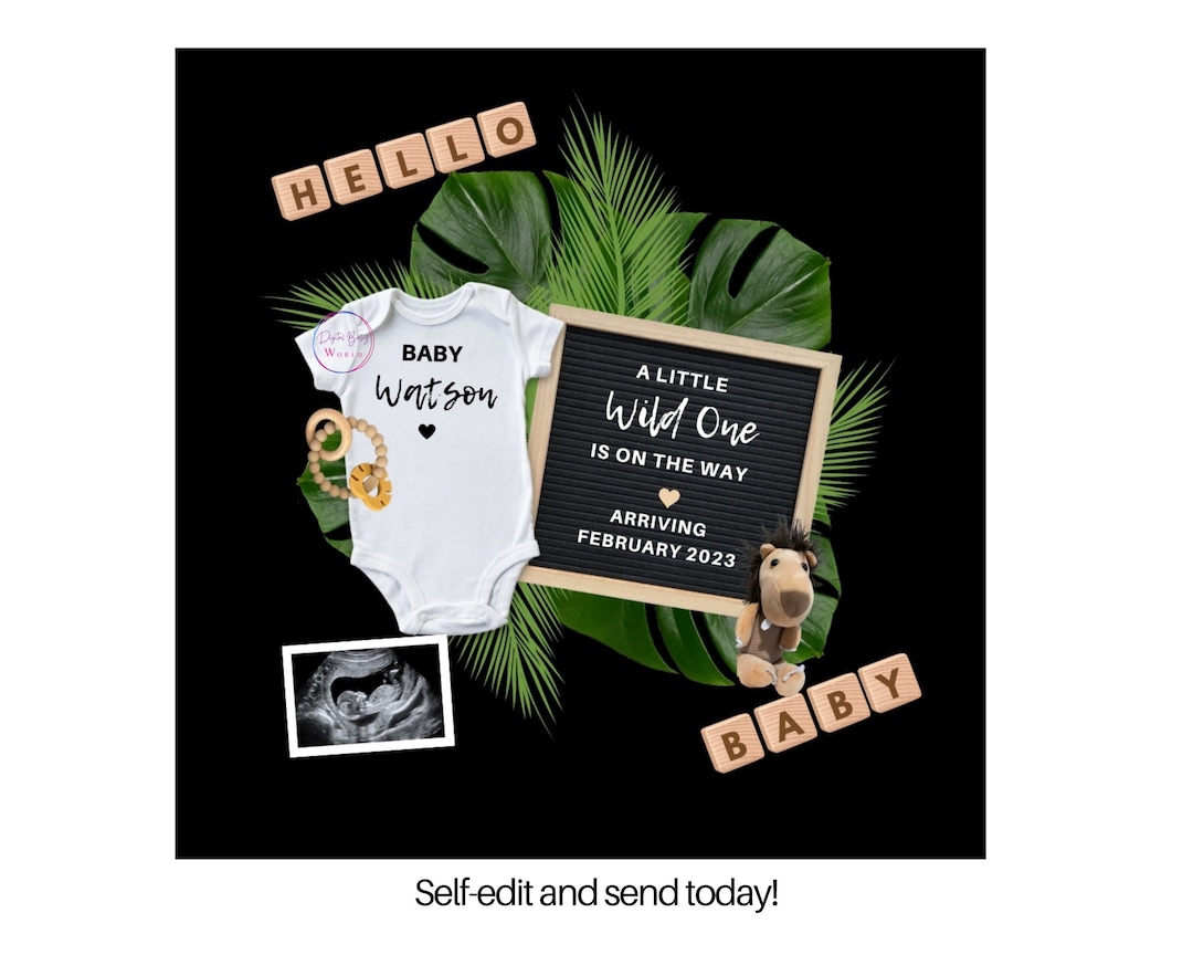 Gender Neutral Pregnancy Announcement Digital Baby Announcement ...