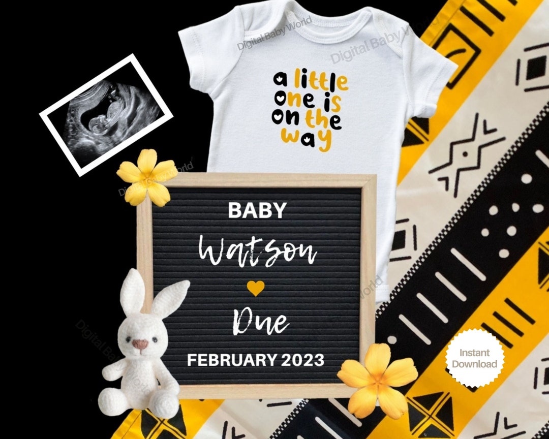 Boho Pregnancy Announcement Template, Baby Announcement Digital, Social ...
