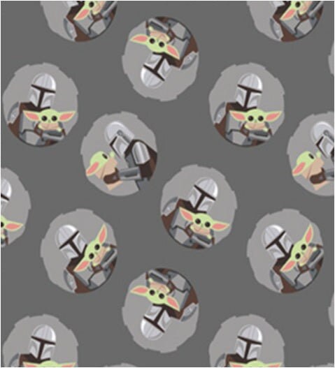 Star Wars Mandalorian & Baby Yoda grey Camelot Fabrics Cotton Fabric by ...
