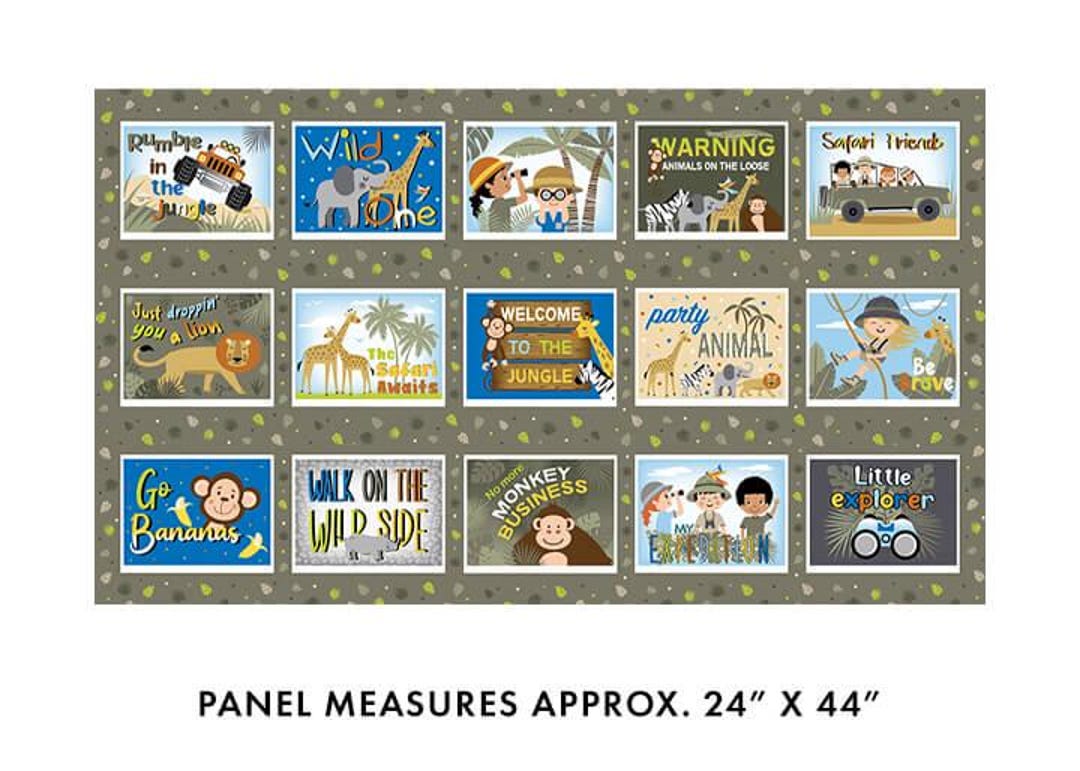 Safari Adventure - Safari Boxes Panel - Dark Olive (24"x44") - Sold by ...