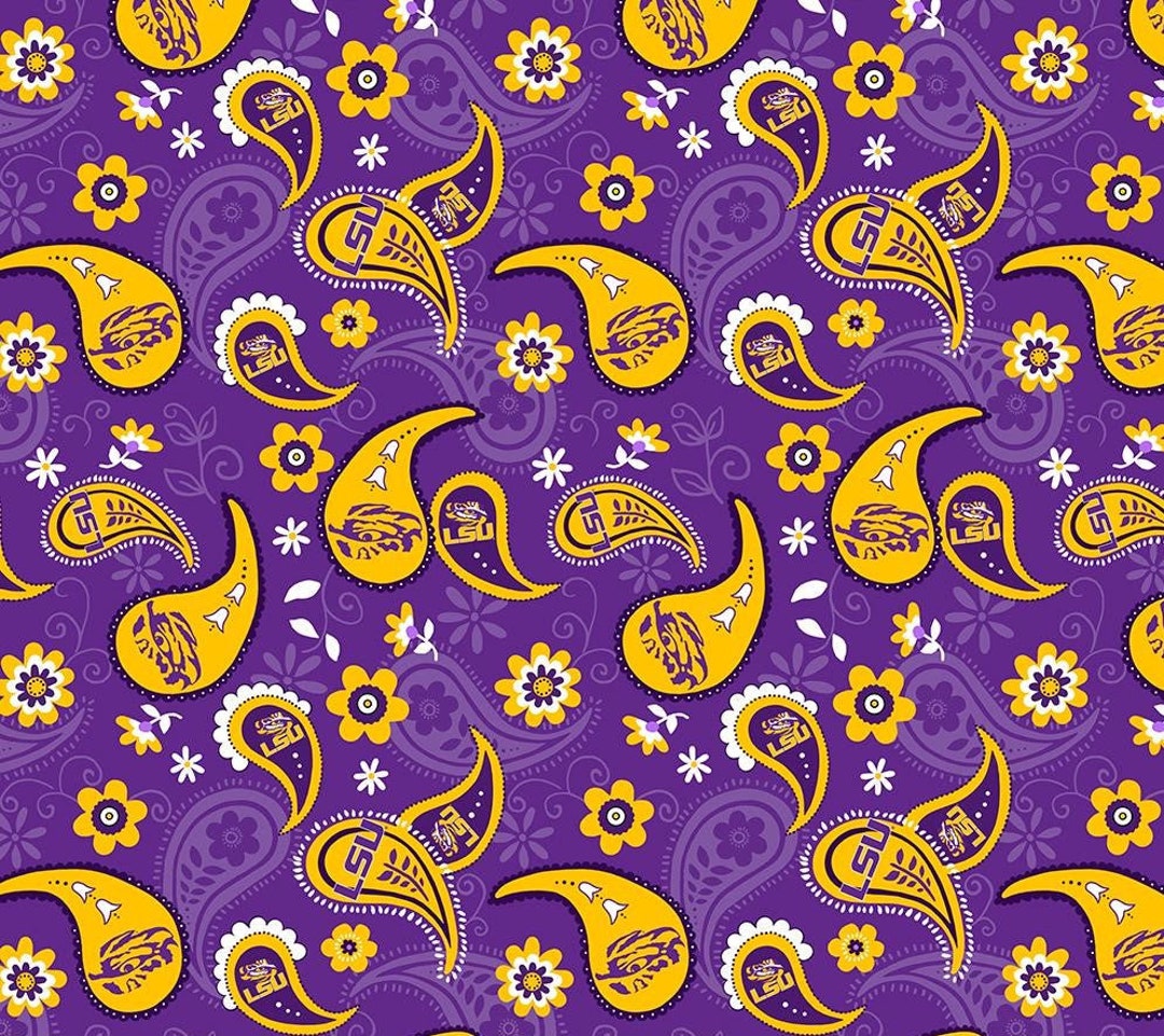 LSU Tigers Paisley Fabric by the Yard - Etsy