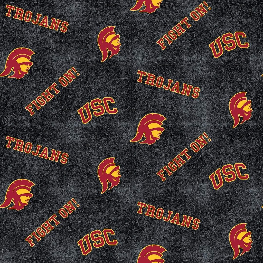 USC Trojans - Distressed Logo Flannel - Fabric by the Yard - Etsy