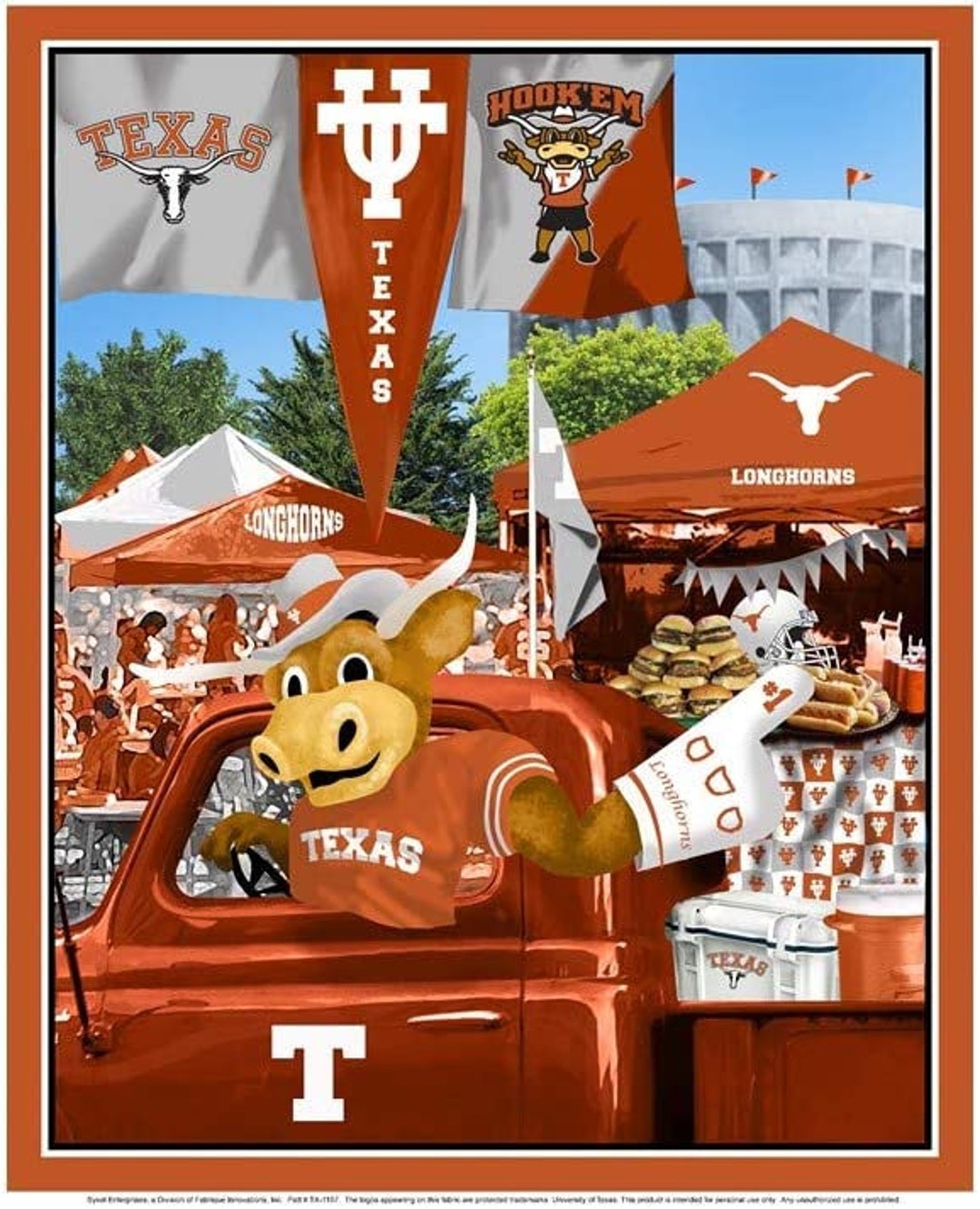 Texas Longhorns - Tailgate Panel - Fabric by the Yard - Etsy