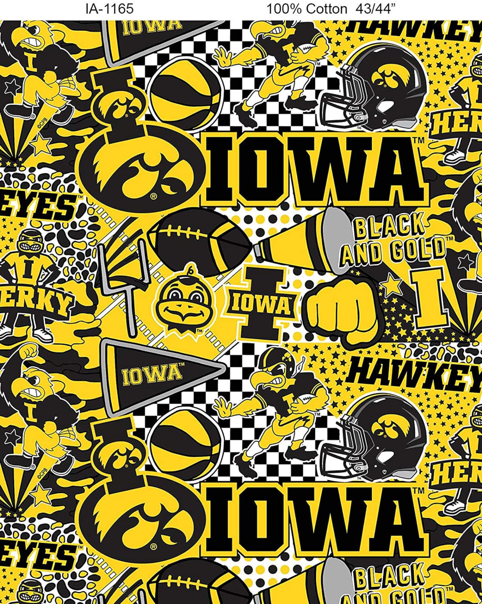 Iowa Hawkeyes - Pop Art - Fabric by the Yard - Etsy