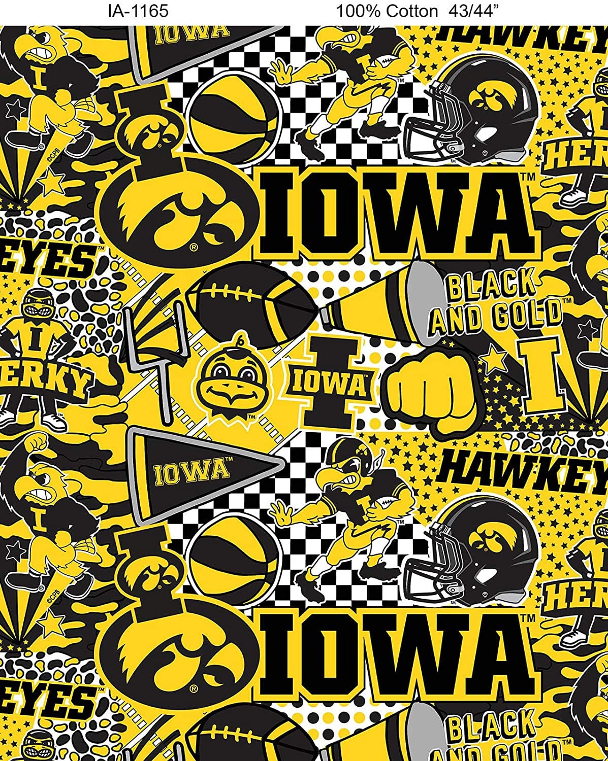 Iowa Hawkeyes - Pop Art - Fabric by the Yard - Etsy