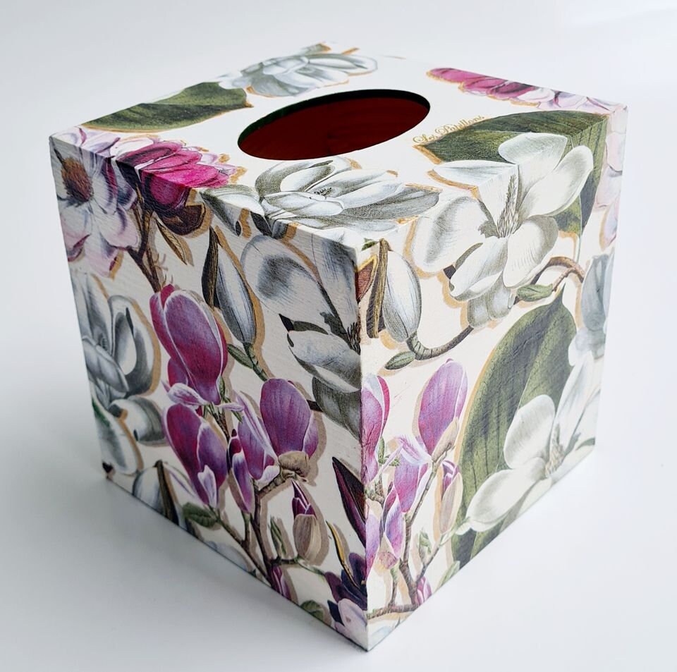 Magnolia Wooden Tissue Box Cover Cube - Etsy