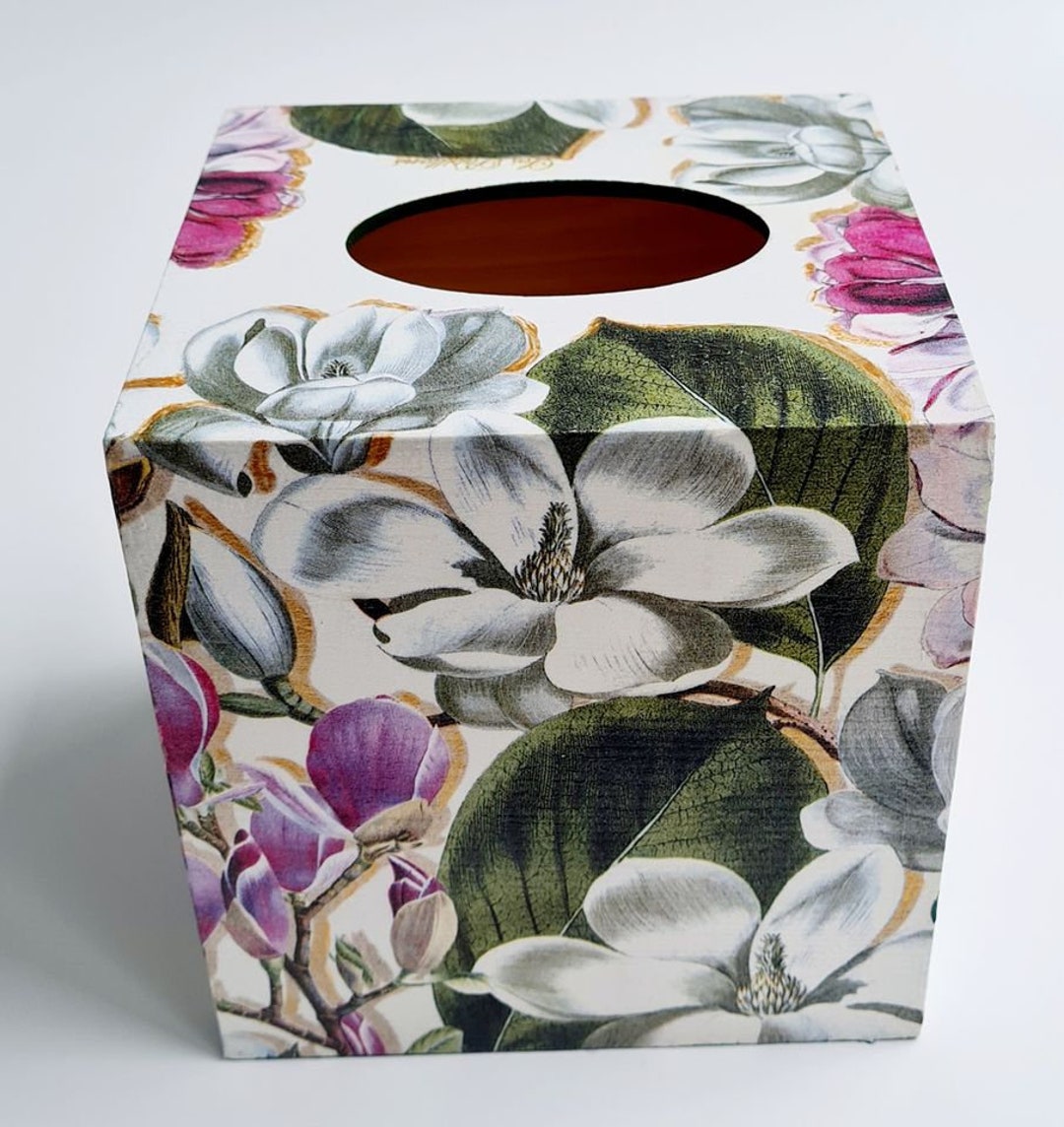 Magnolia - Wooden Tissue Box Cover Cube - Etsy