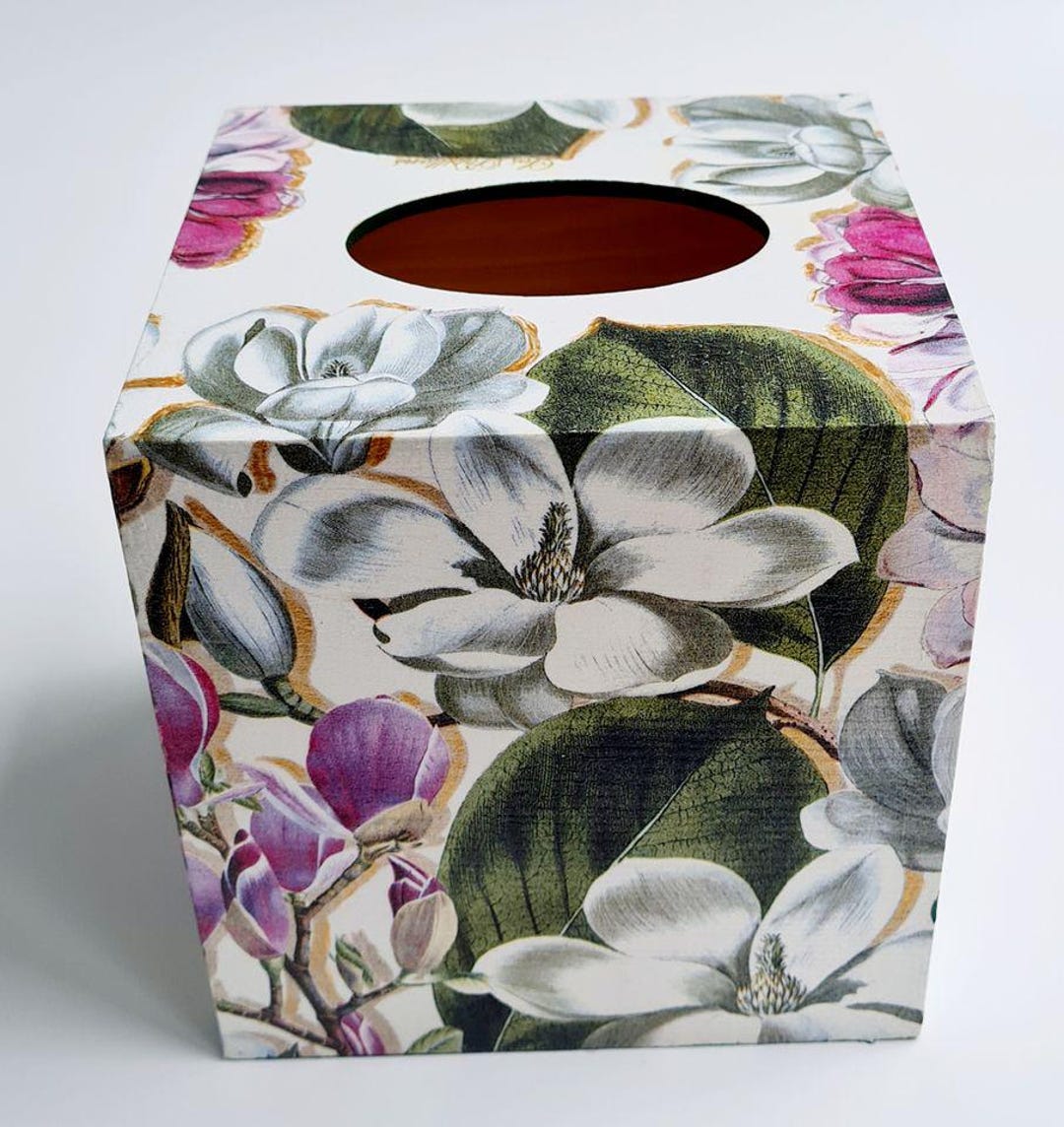 Magnolia - Wooden Tissue Box Cover Cube - Etsy