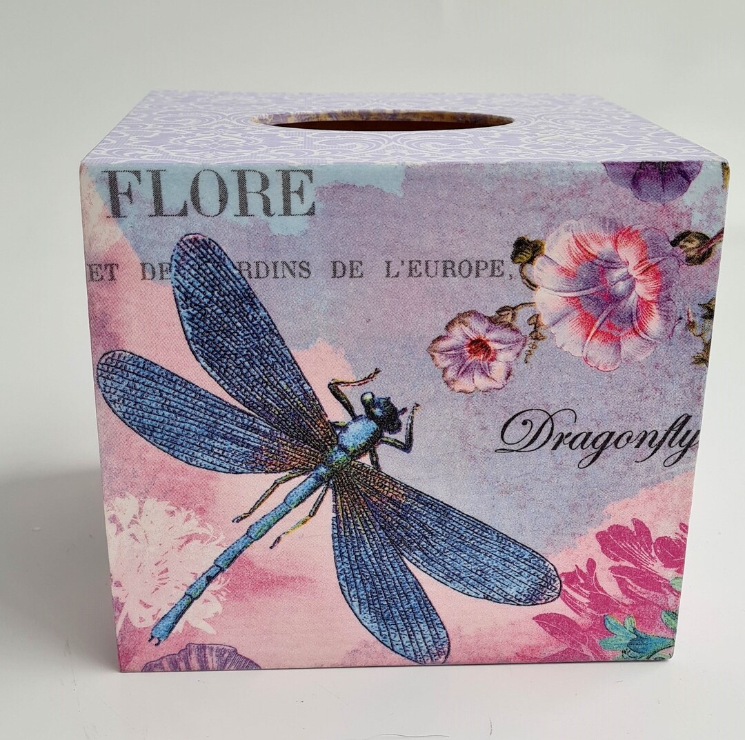 Dragonfly - Wooden Tissue Box Cover Cube - Etsy