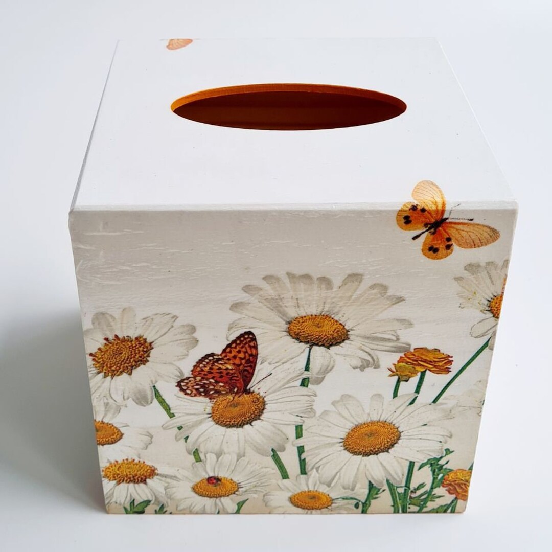 Daisies Wooden Tissue Box Cover Cube - Etsy