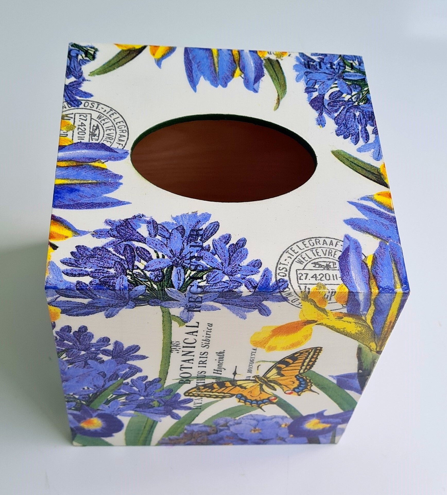 Irises and Butterfly Wooden Tissue Box Cover Cube - Etsy