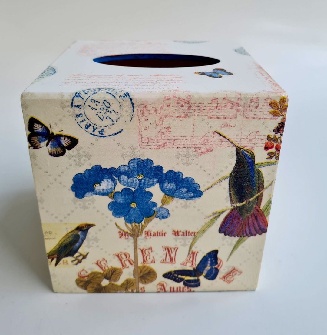 Vintage Style Wooden Tissue Box Cover Cube - Etsy