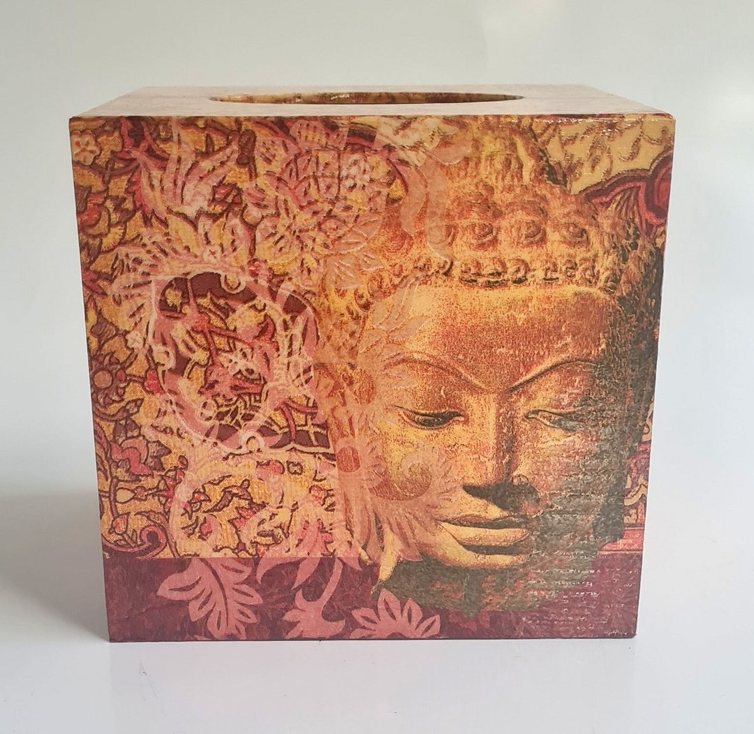 Buddha - Wooden Tissue Box Cover Cube - Etsy