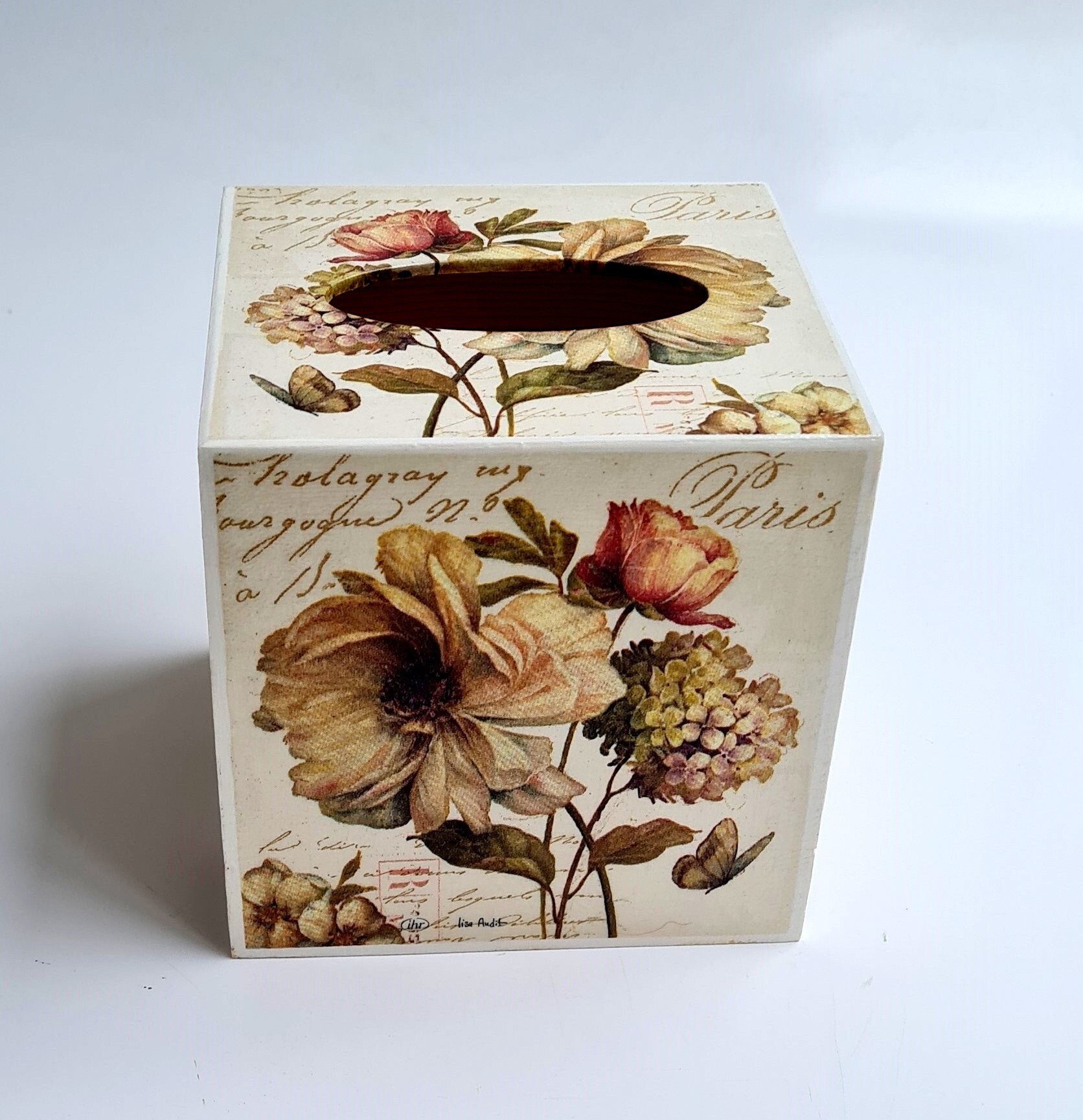 Vintage Wooden Tissue Box Cover Cube - Etsy