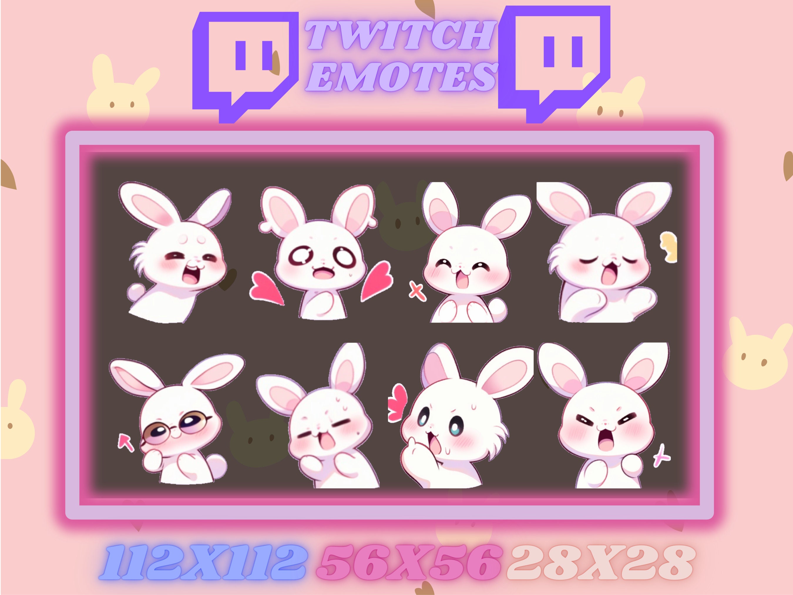 8 Cute Bunny Twitch Emotes - Etsy