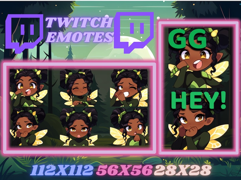 8 Black Garden Fairy Twitch Emotes - Etsy