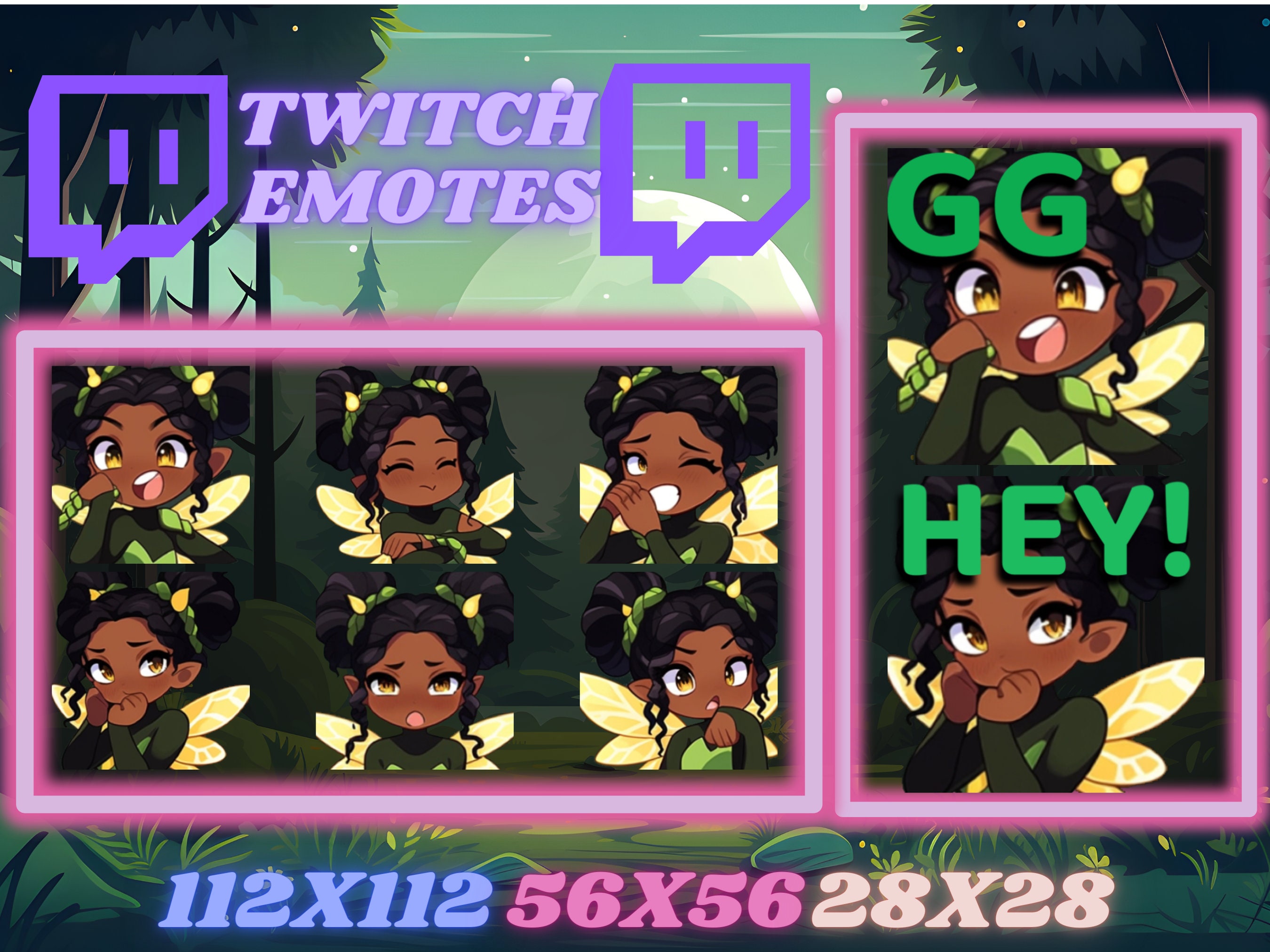8 Black Garden Fairy Twitch Emotes - Etsy