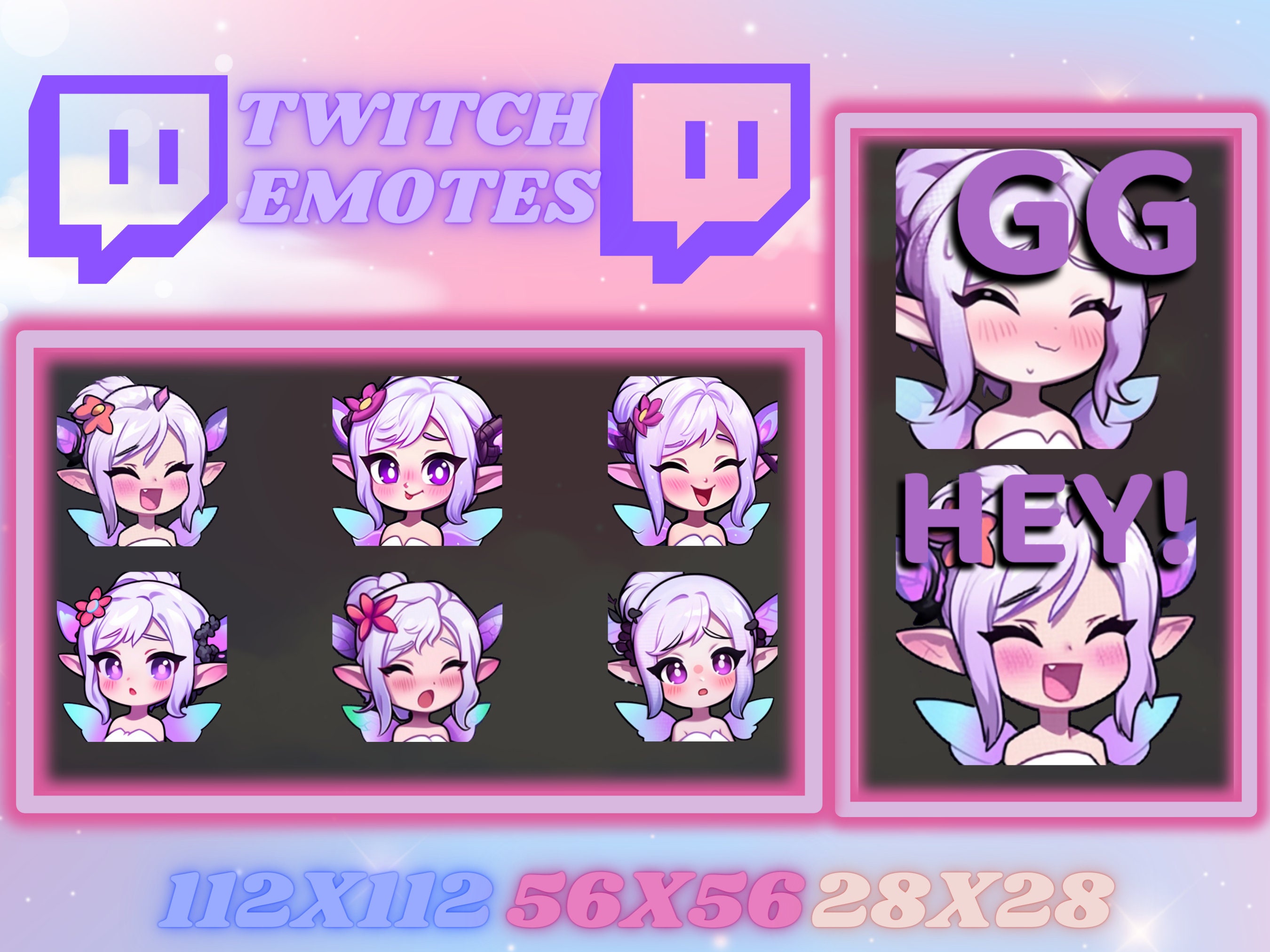 8 White Haired Fairy Twitch Emotes - Etsy