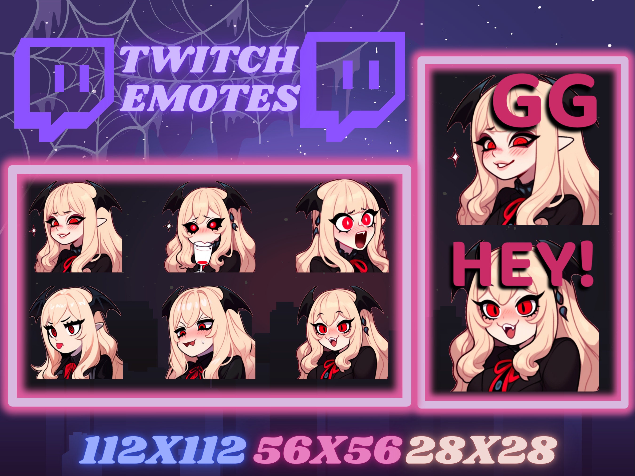 8 Blonde Haired Vampire Twitch Emotes - Etsy