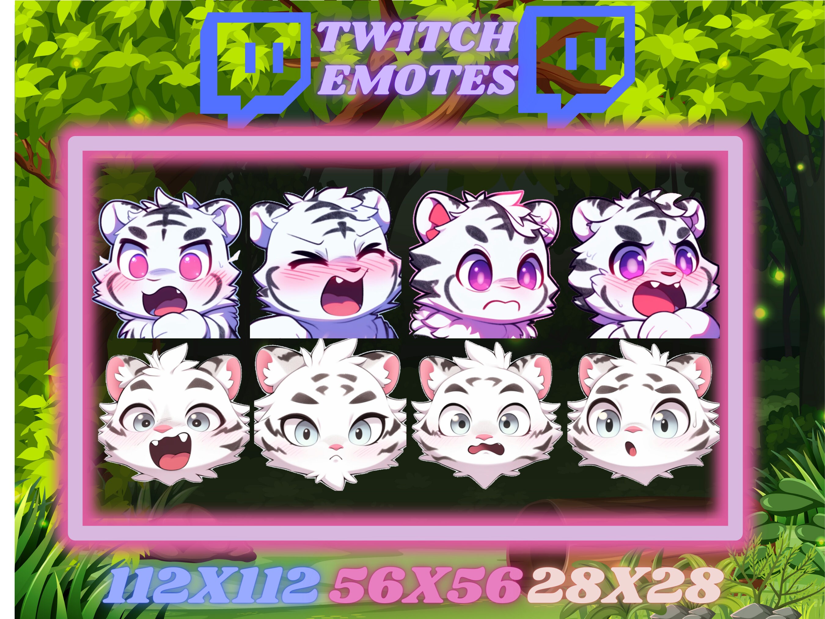 8 White Tiger Twitch Emotes - Etsy