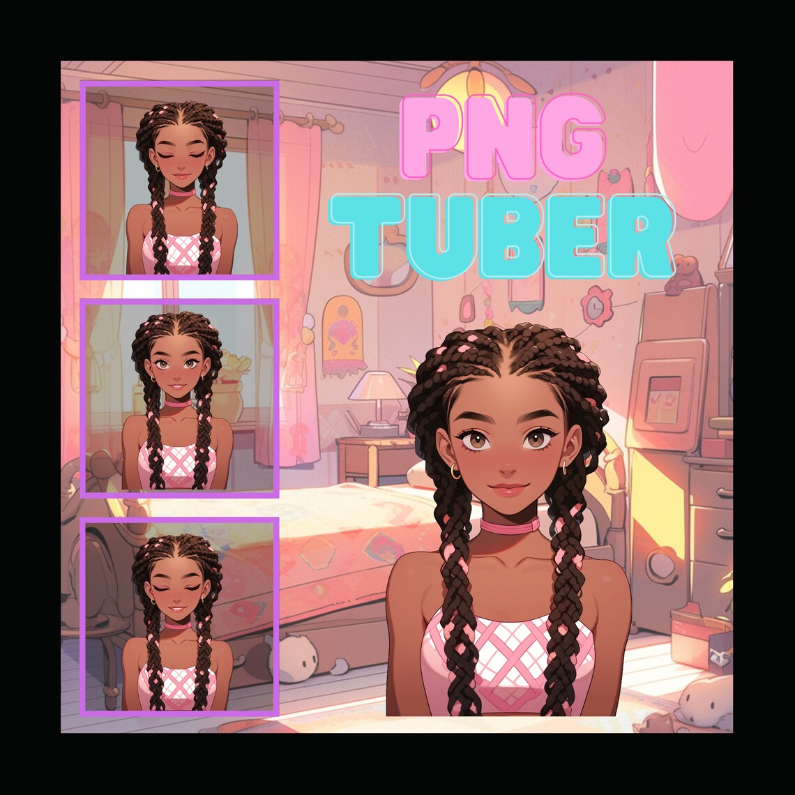Black Girl/ Light Skinned Girl Pngtuber | Streaming | Twitch Kick ...